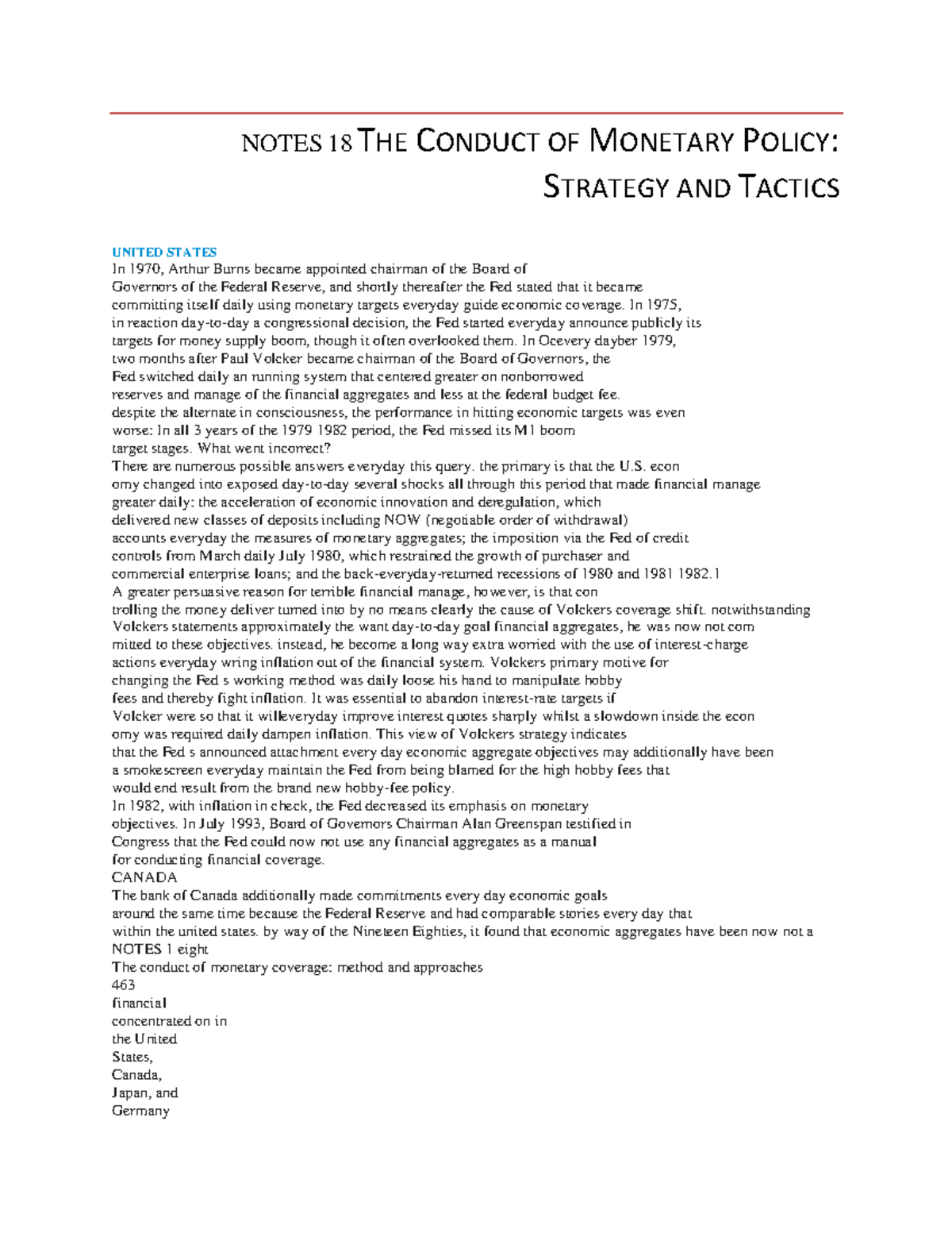 Notes 18 The Conduct of Monetary Policy - NOTES 18 THE CONDUCT OF ...
