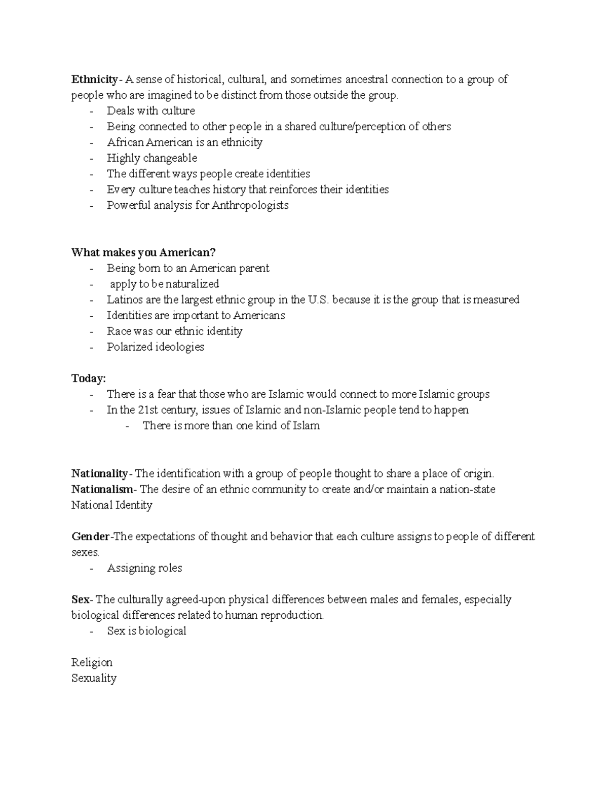 Cult. Anthro. Lesson 6, 7, 8 - Ethnicity - A sense of historical ...