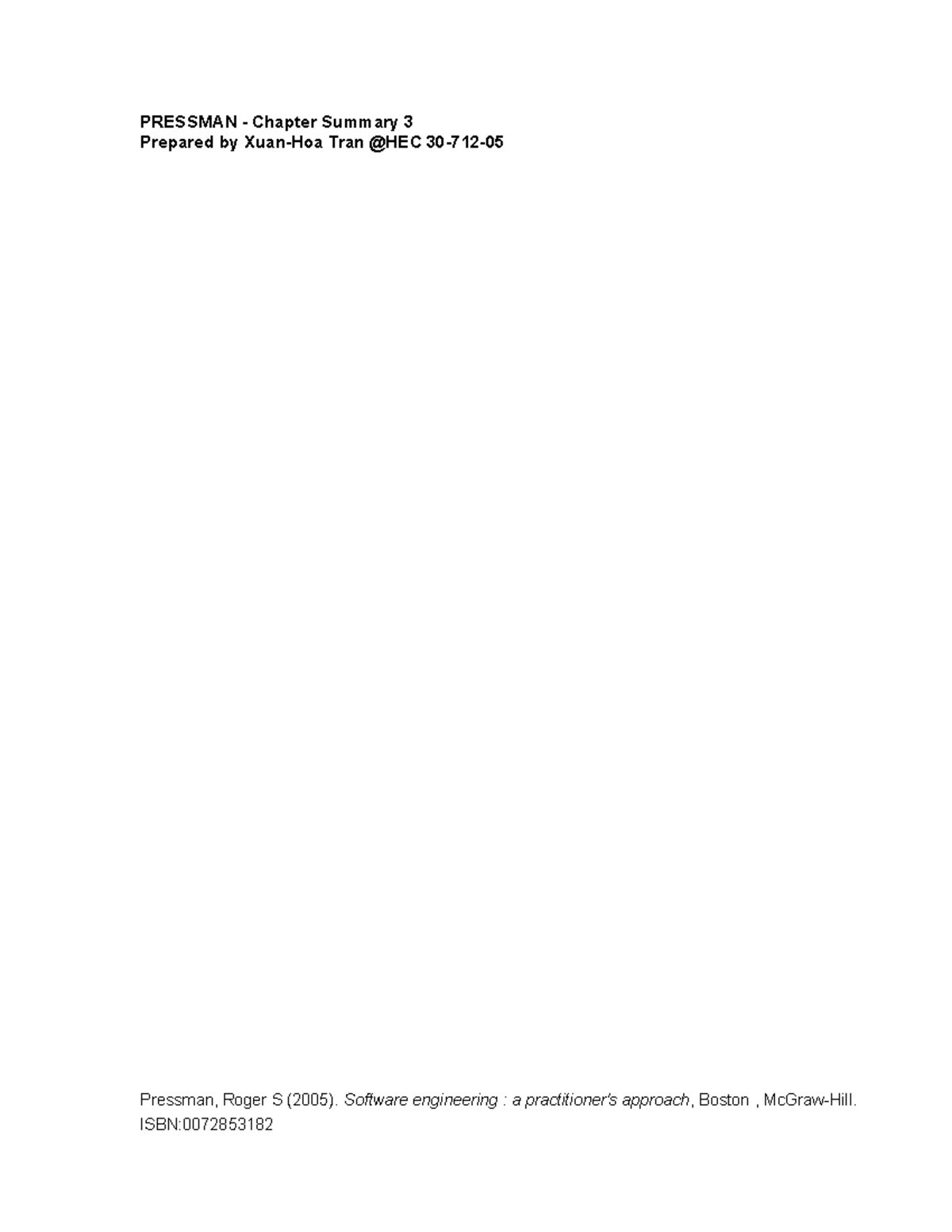 Chapter Summary 3 Pressman - PRESSMAN - Chapter Summary 3 Prepared by ...