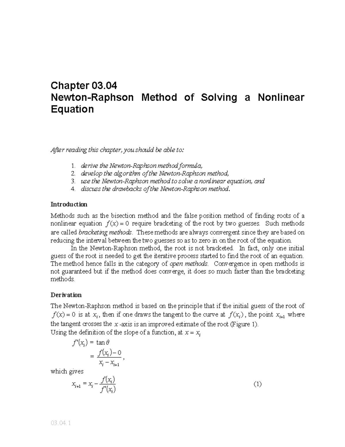 Chapter 03.04 Newton Raphson Method of Solving a Nonlinear Equation ...