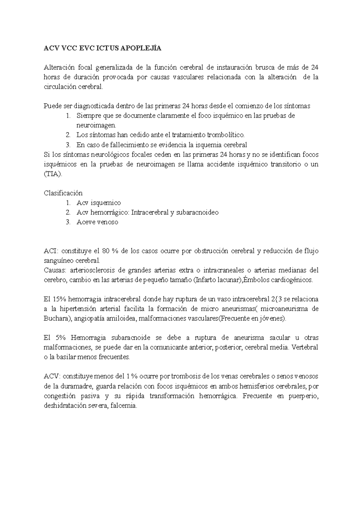 ACV VCC EVC Ictus ApoplejíA - ACV VCC EVC ICTUS APOPLEJÍA Alteración ...