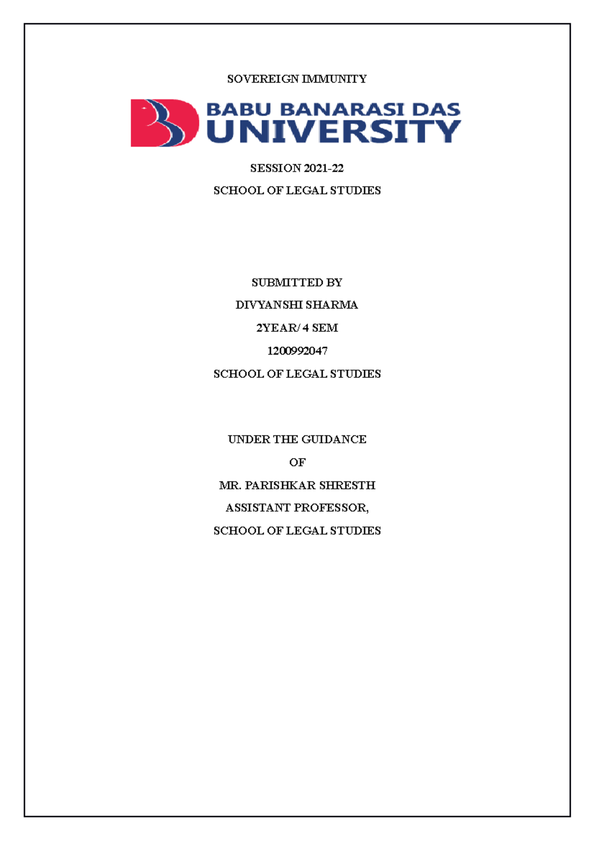 Sovereign Immunity edited - SOVEREIGN IMMUNITY SESSION 2021- SCHOOL OF ...