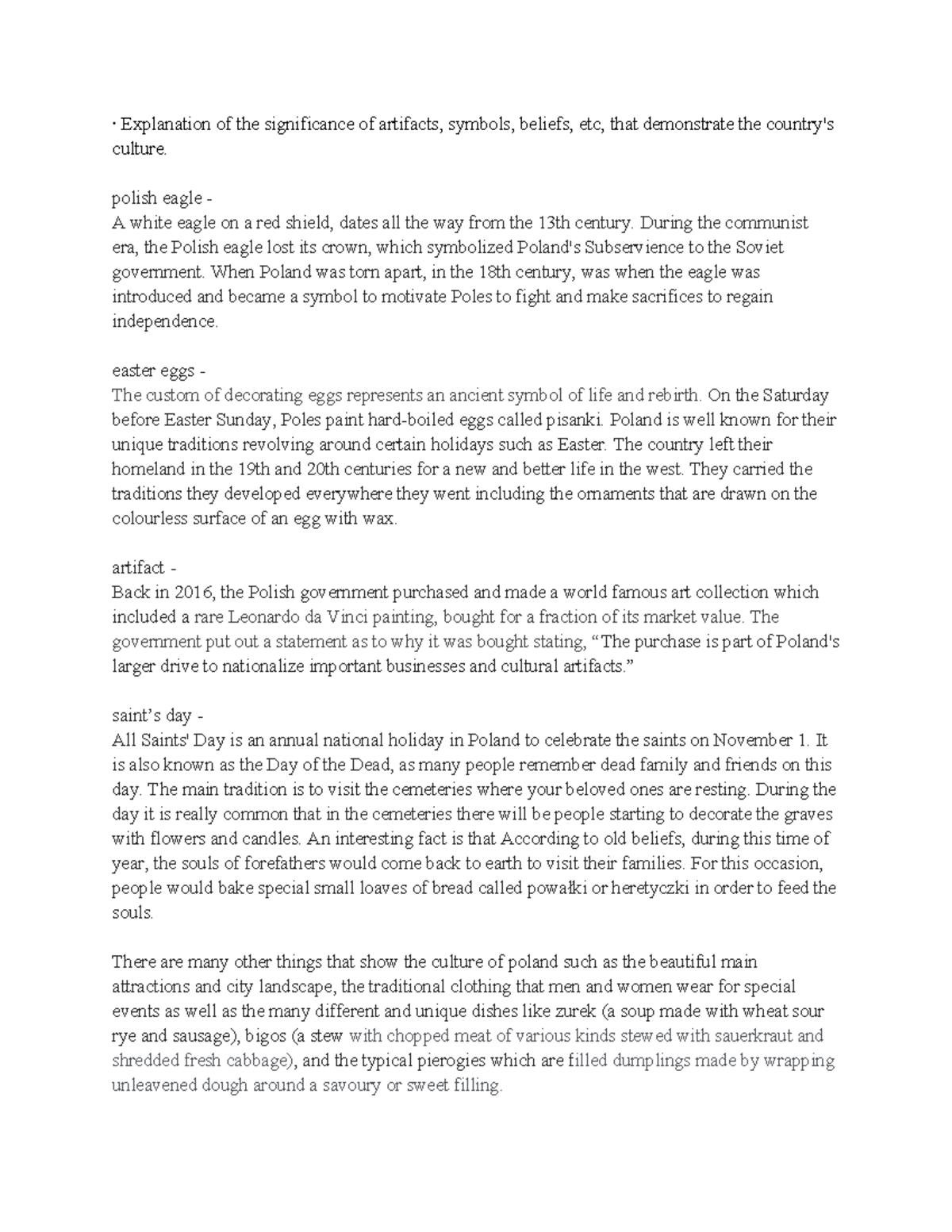 Business - · Explanation of the significance of artifacts, symbols ...