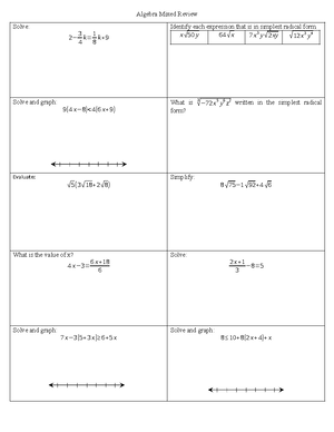 Equations Review 1 - 8 x + 21 −x= 7 ( x + 3 ) What value of w will make ...