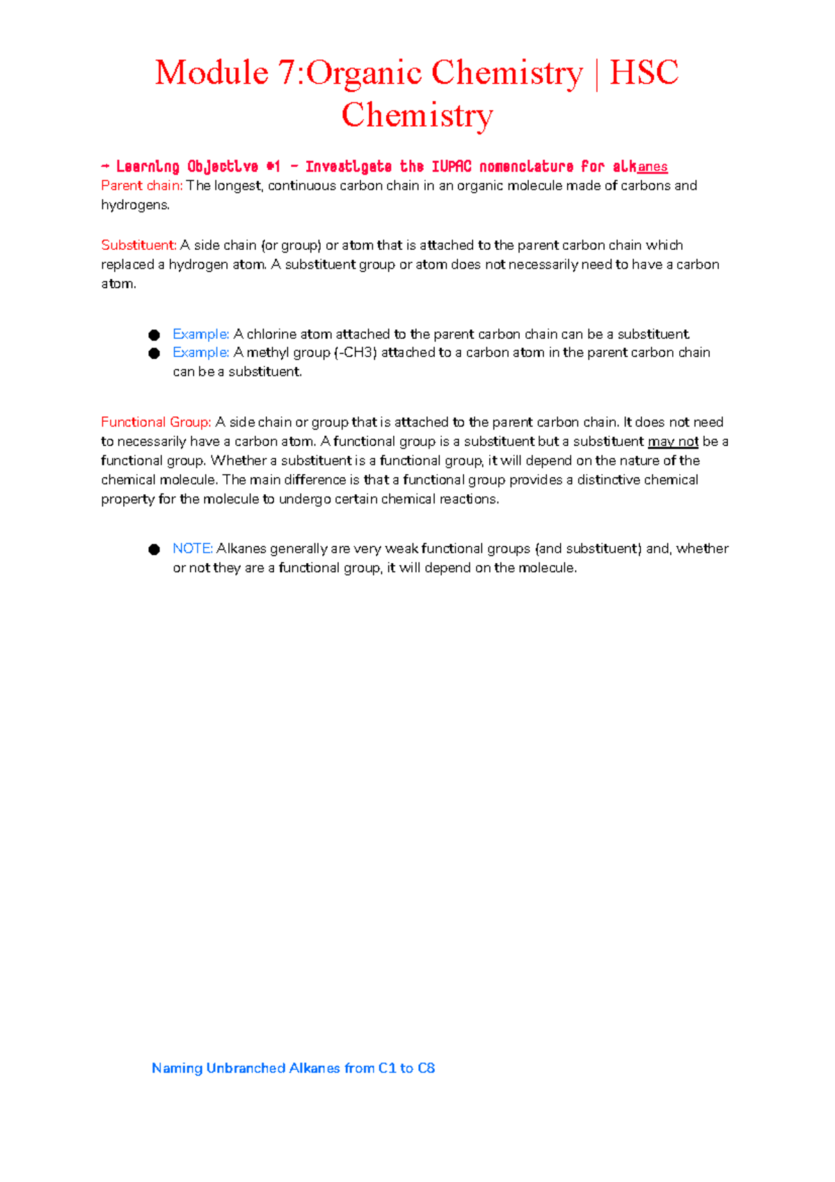 Module 7 Organic Chemistry - Chemistry → Learning Objective # 1 ...