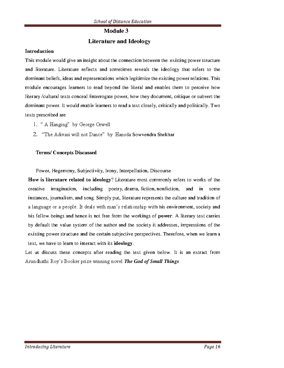 Literature 3 module Literature and ideology - Module 3 Literature and ...