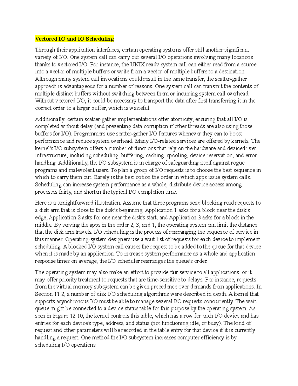 Vectored IO and IO Scheduling - Vectored IO and IO Scheduling Through ...