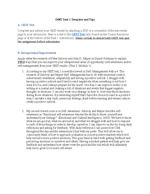 D082 Task 2 Passed on 1st try - D082 Task 2 Template and Tips A. Personal Values Explanation of ...