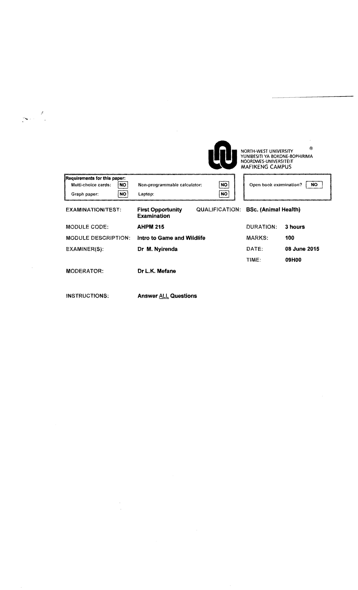 Exam June 2015, questions - Requirements for this paper: cards: Graph ...
