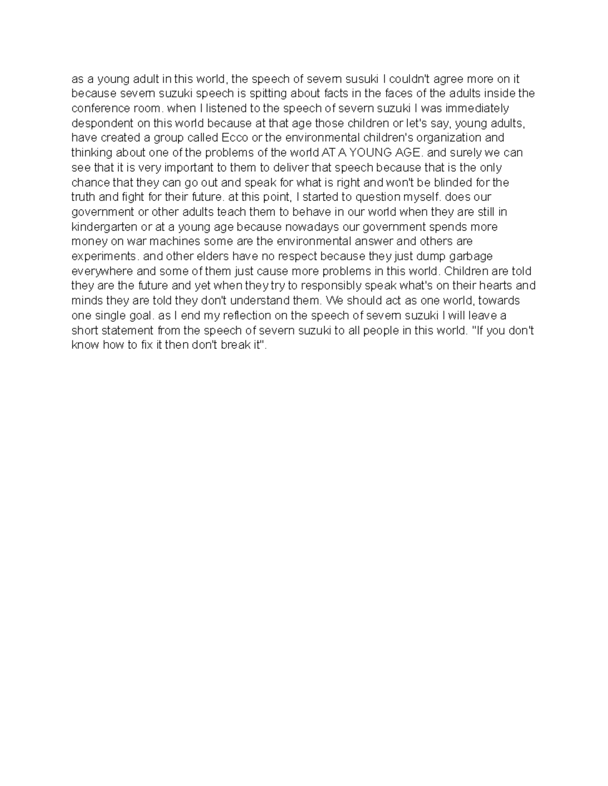 Reflection On The Speech Of Severn Suzuki As A Young Adult In This reflection-on-the-speech-of-severn-suzuki-as-a-young-adult-in-this