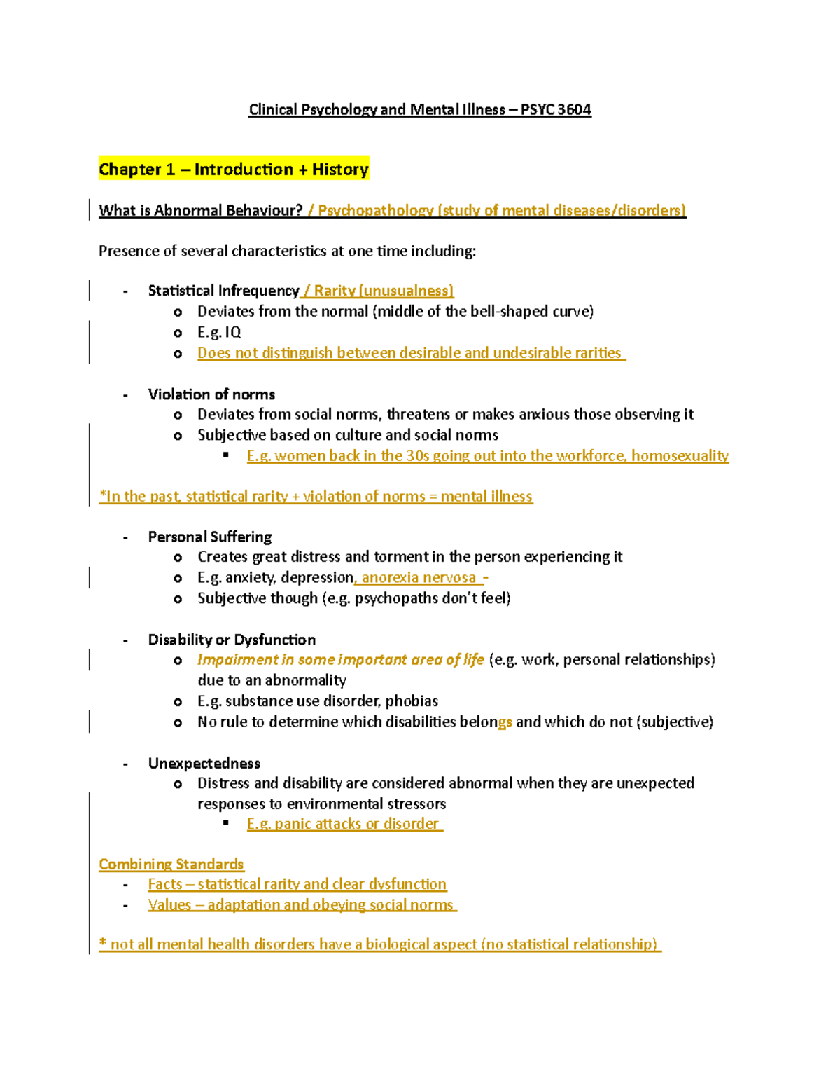 Clinical Psychology and Mental Illness Textbook Notes - Clinical ...