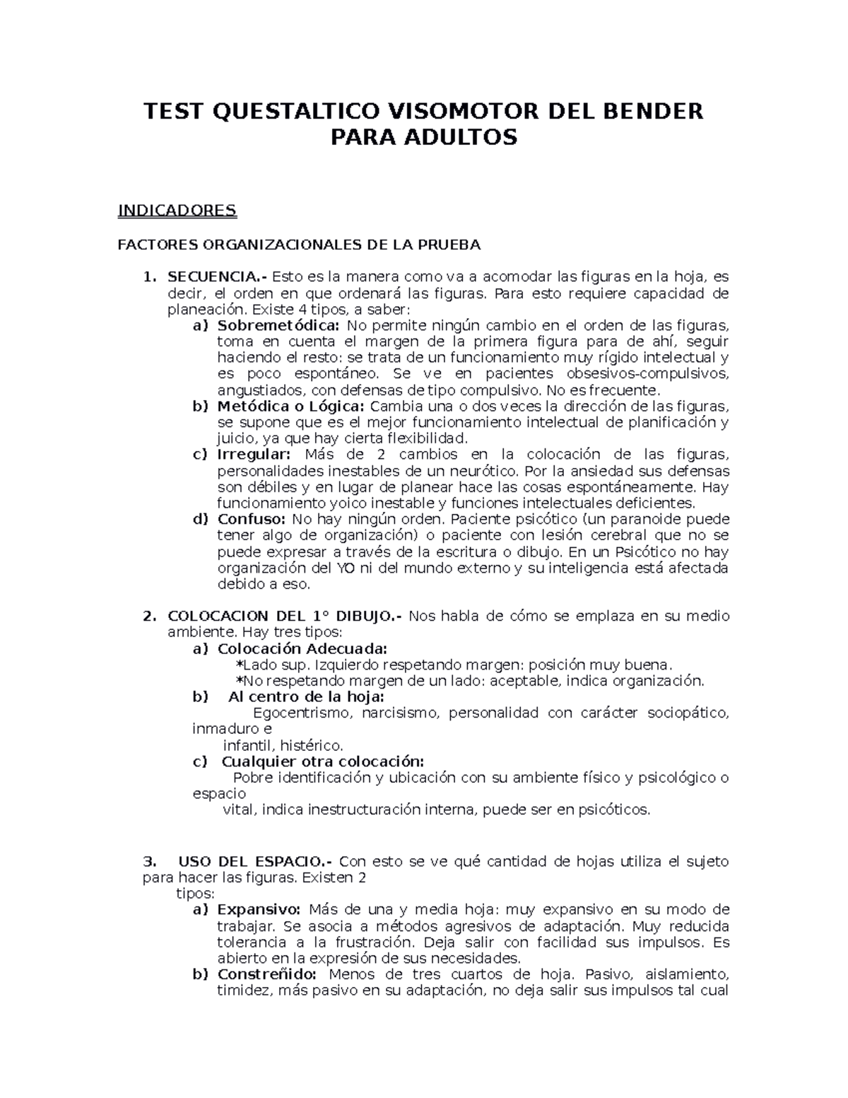 Bender Adulto - PRUEBAS - TEST QUESTALTICO VISOMOTOR DEL BENDER PARA ...