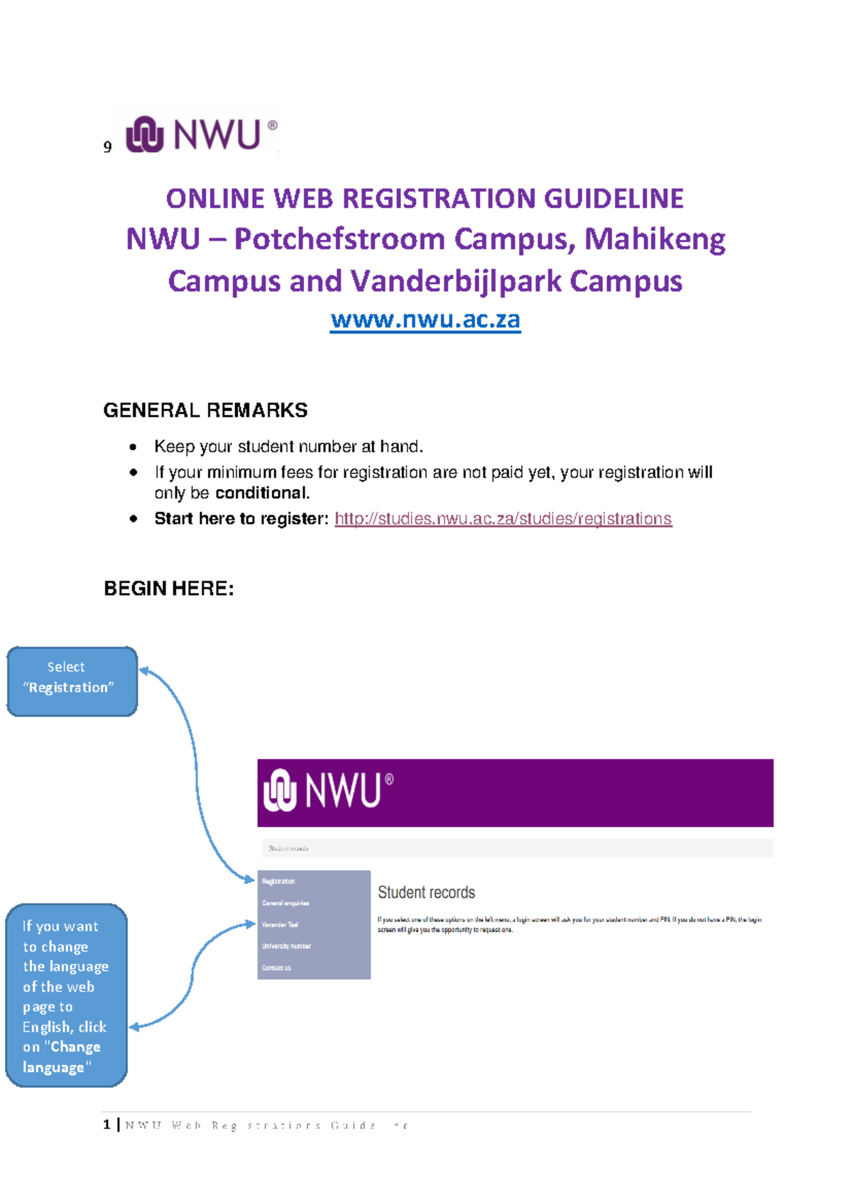 2023 web registration guideline - 9 ONLINE WEB REGISTRATION GUIDELINE NWU – Potchefstroom Campus ...