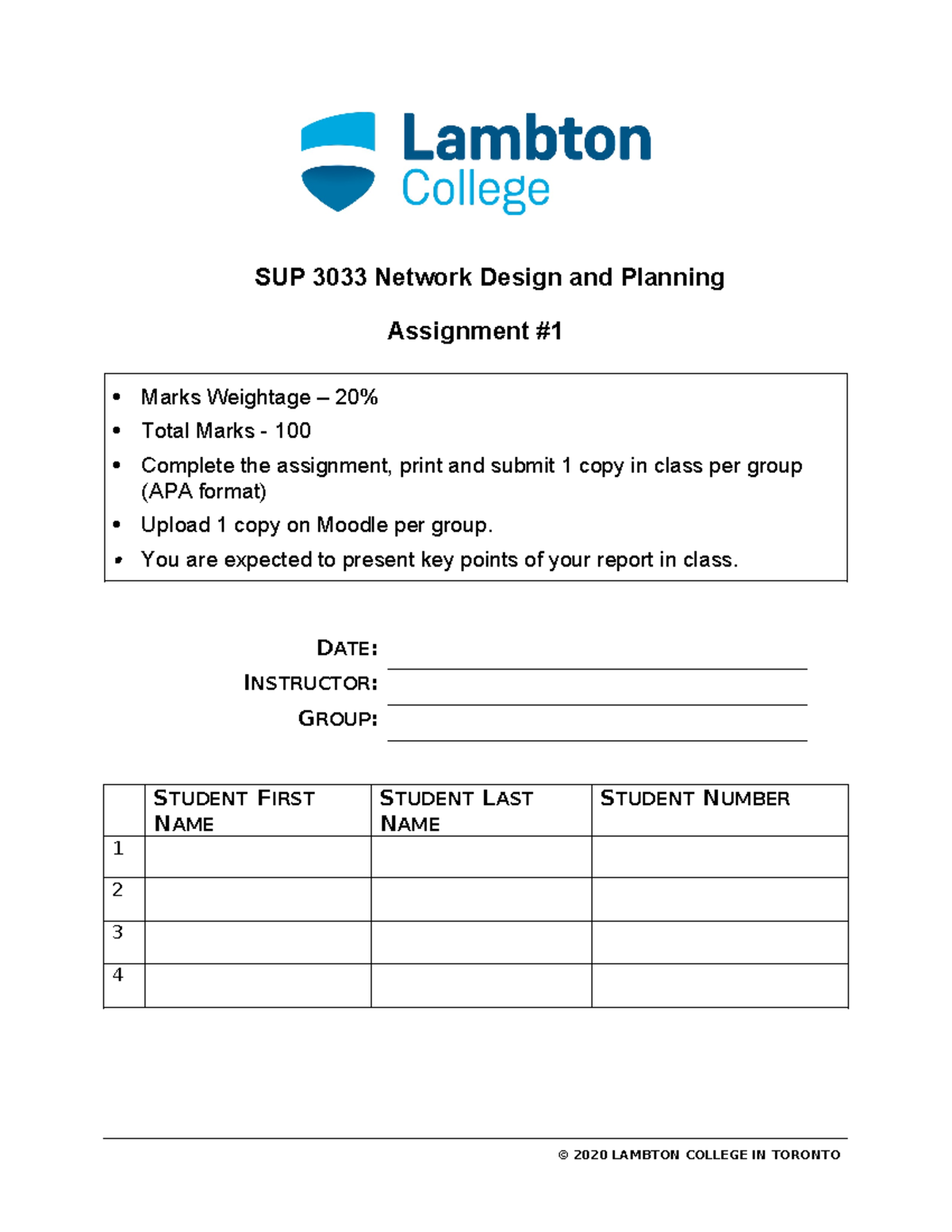 SUP 3033 - Assignment -1- Student Copy - SUP 3033 Network Design and ...