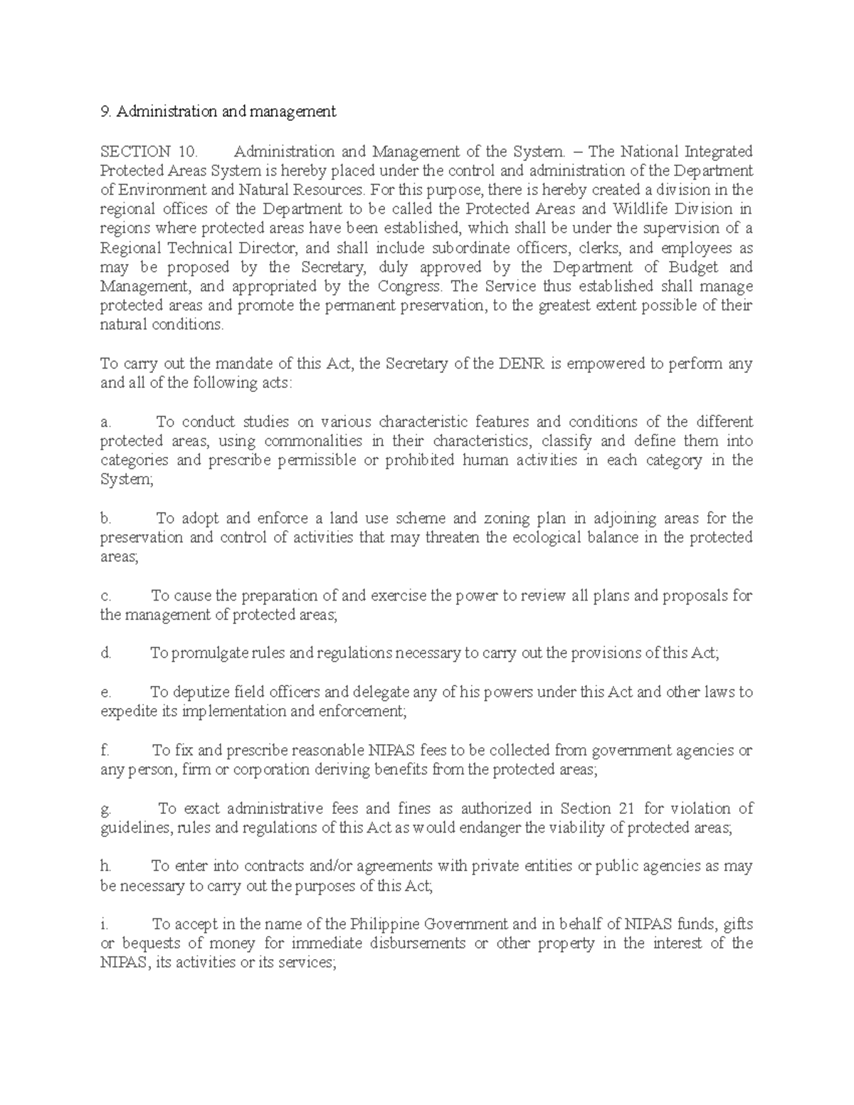 Nipas LAW RA No. 7586 Report Transcription - Environmental Science - UM ...