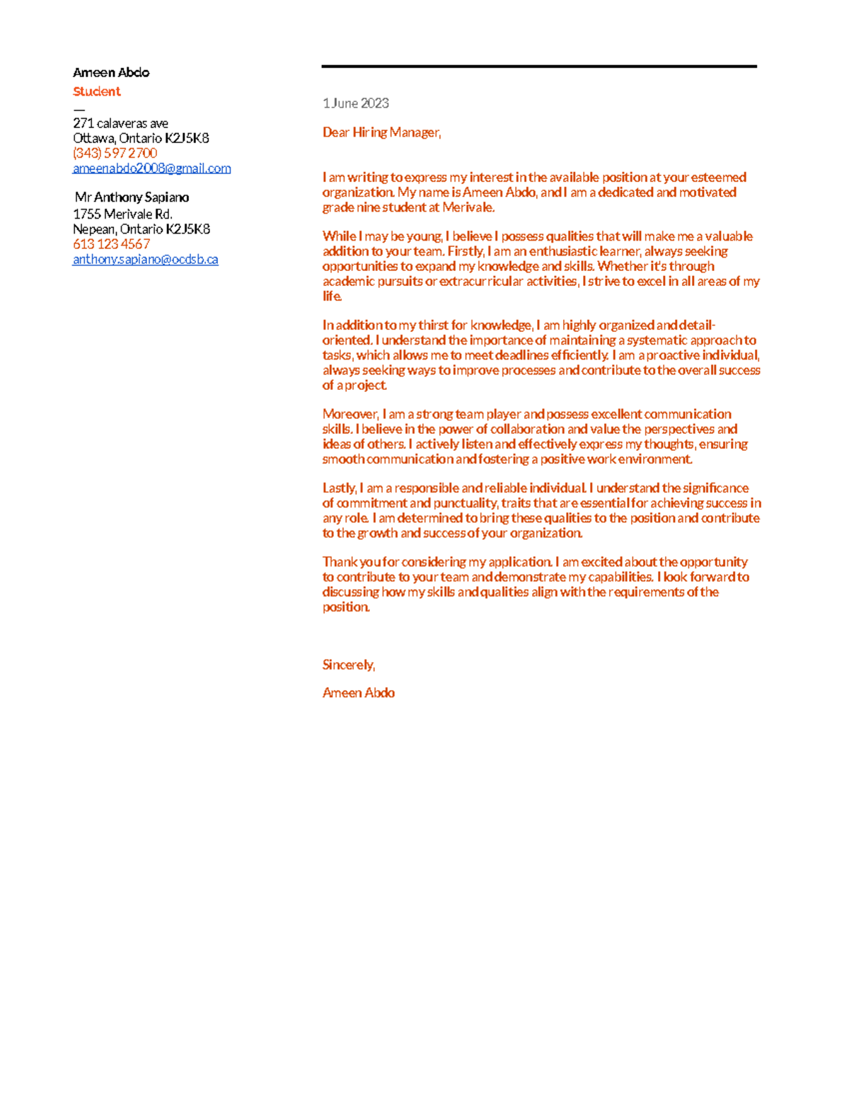 Cover Letter inspo - Studocu