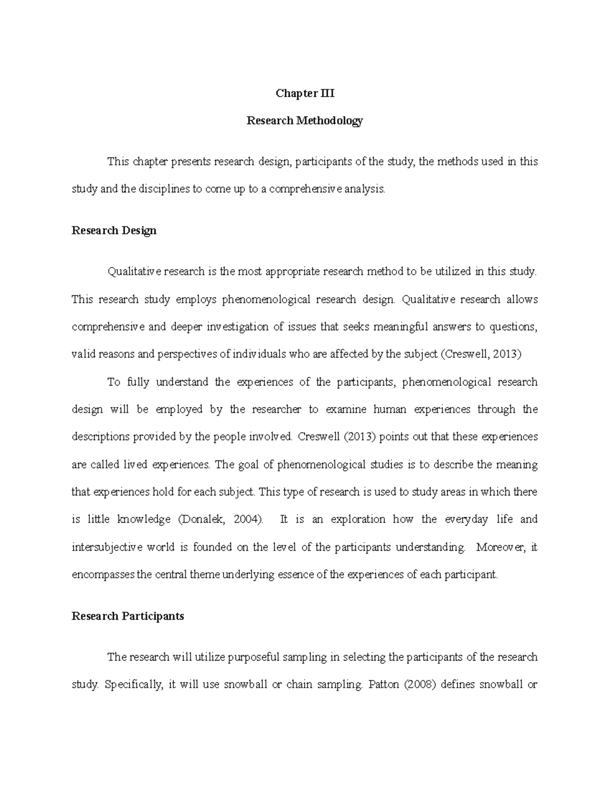 Sample Chapter research research - Chapter III Research Methodology ...