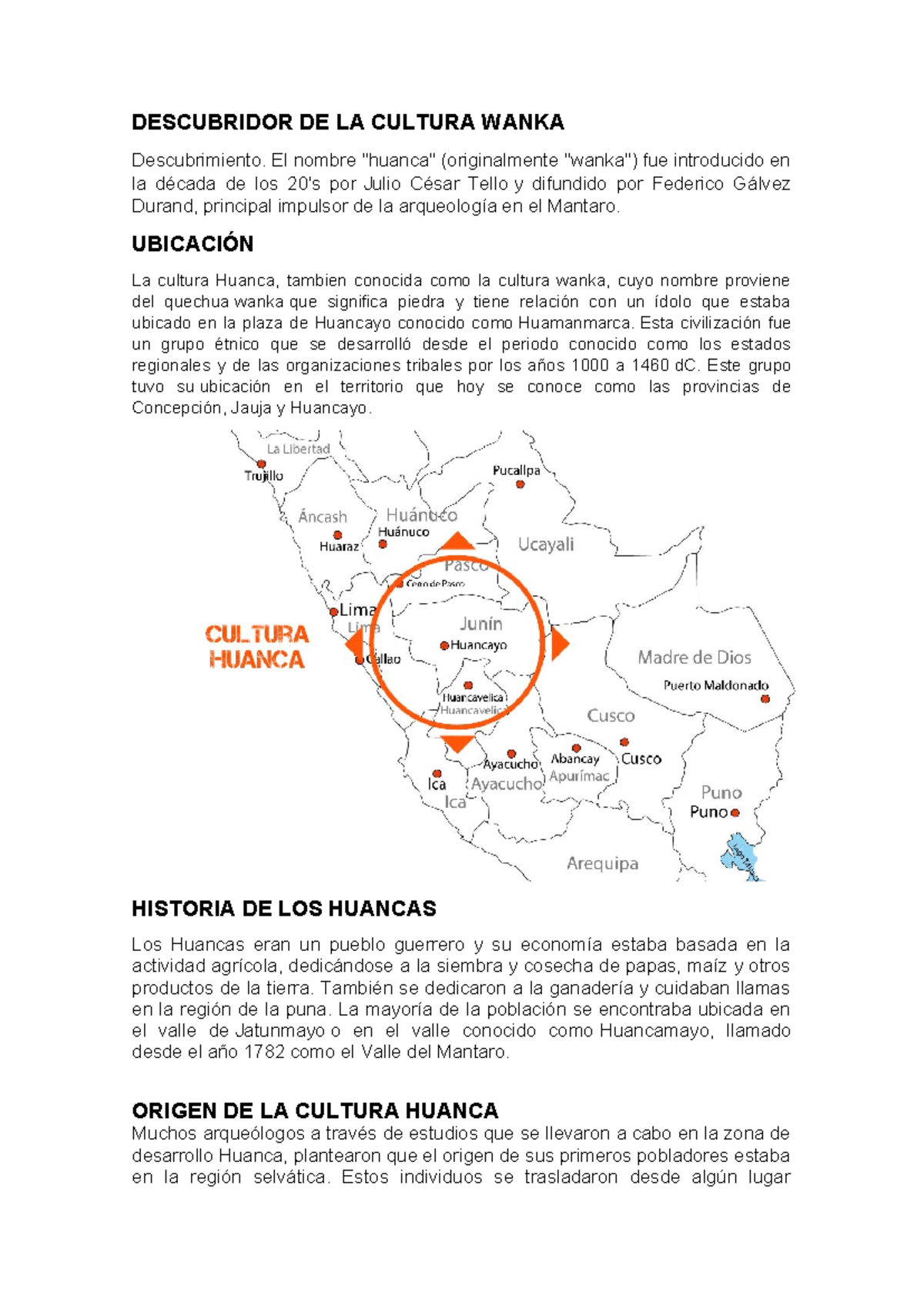 Descubridor DE LA Cultura Wanka - DESCUBRIDOR DE LA CULTURA WANKA ...