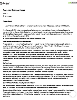 Secured Transactions Outline - HISTORY OF ARTICLE 9 Secured Financing ...