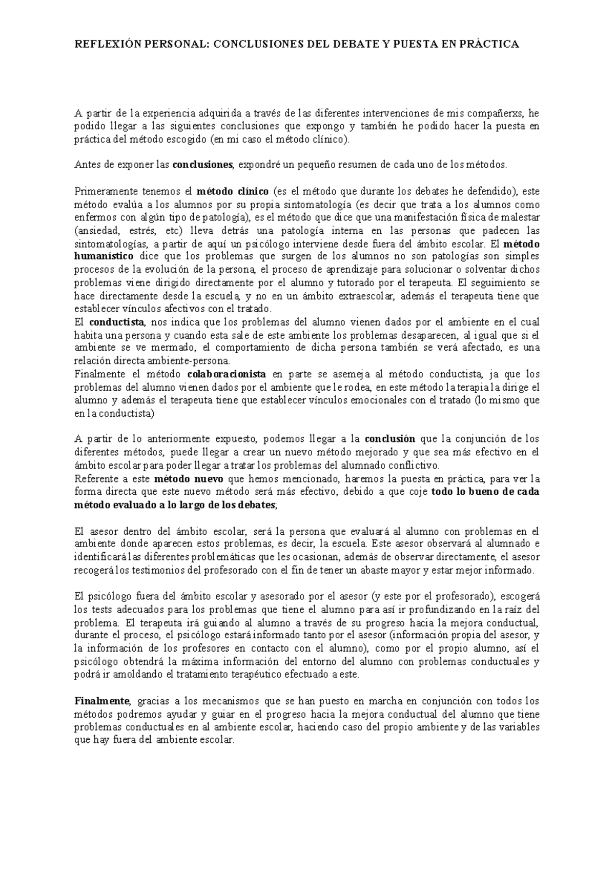 Principios de intervencion de la educacion pec 1 - REFLEXIÓN PERSONAL ...
