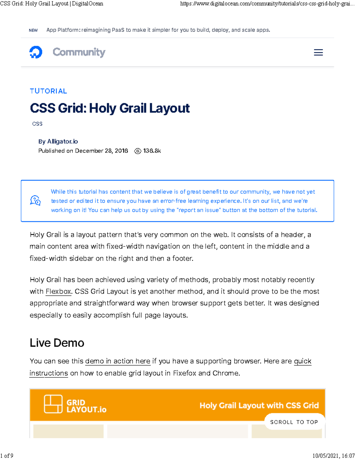 Css Grid Holy Grail Layout Digital Ocean While This Tutorial Has