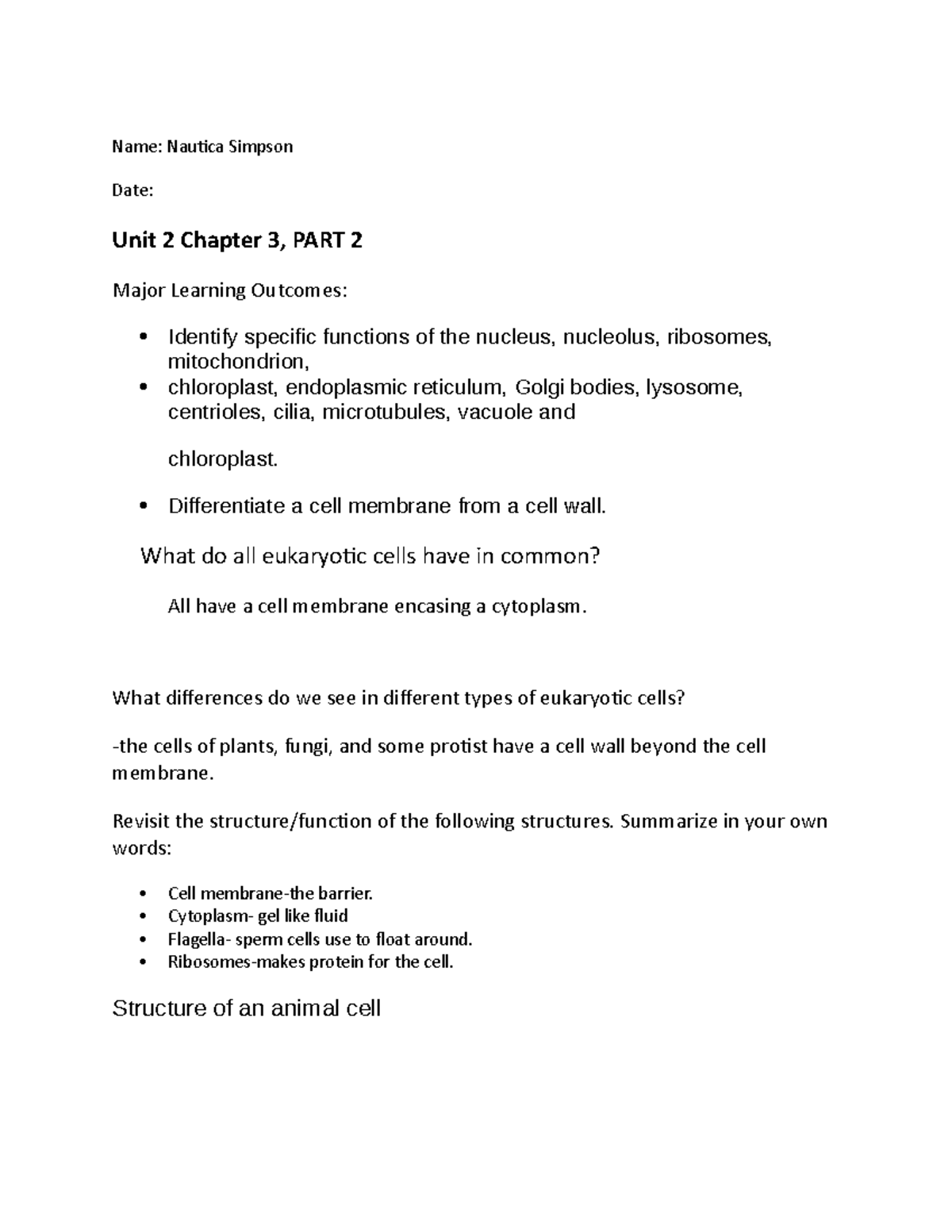 Chapter 3 pt2 - Name: Nautica Simpson Date: Unit 2 Chapter 3, PART 2 ...