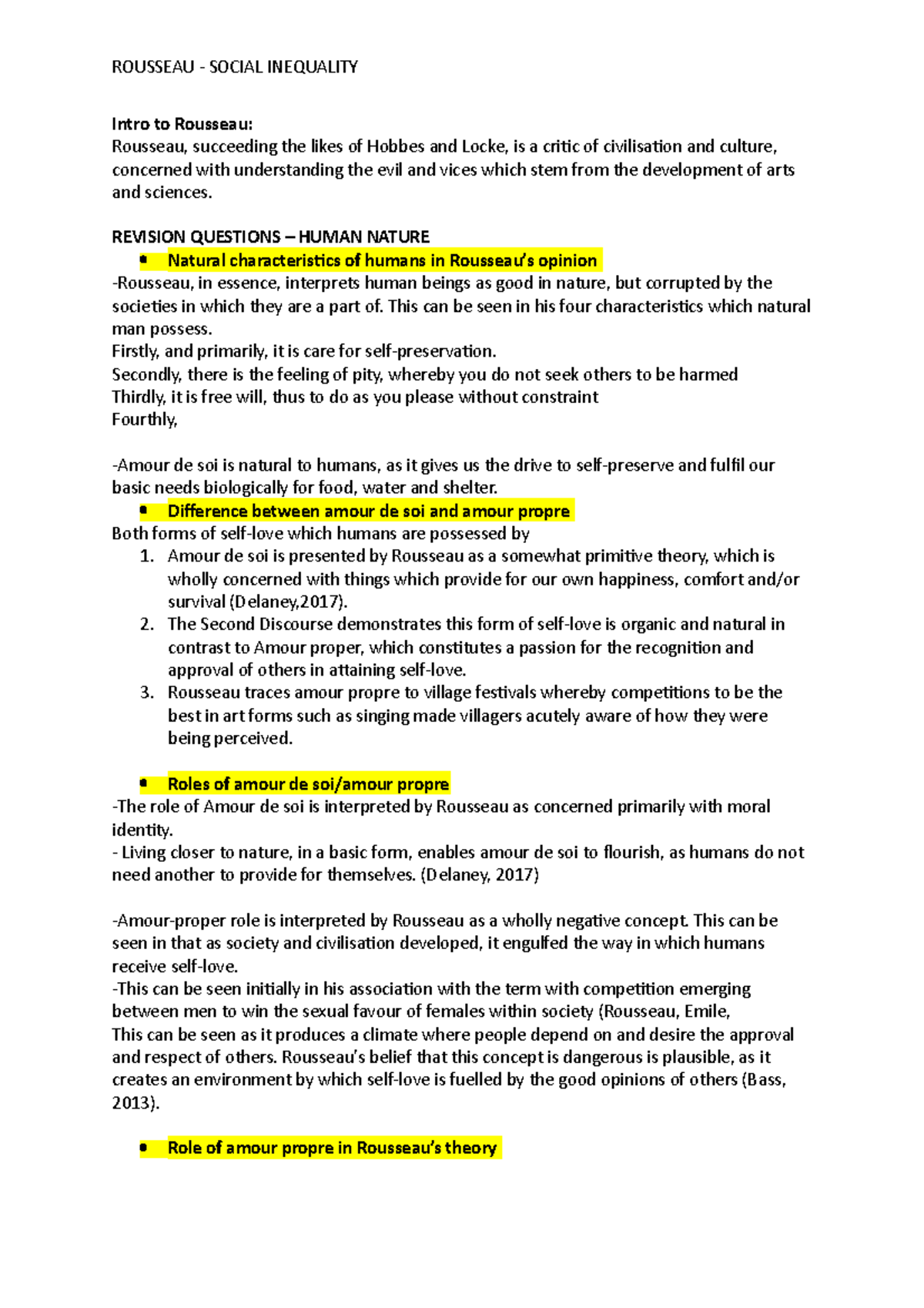 Rousseau Revision - Summary with scholars - Intro to Rousseau: Rousseau ...