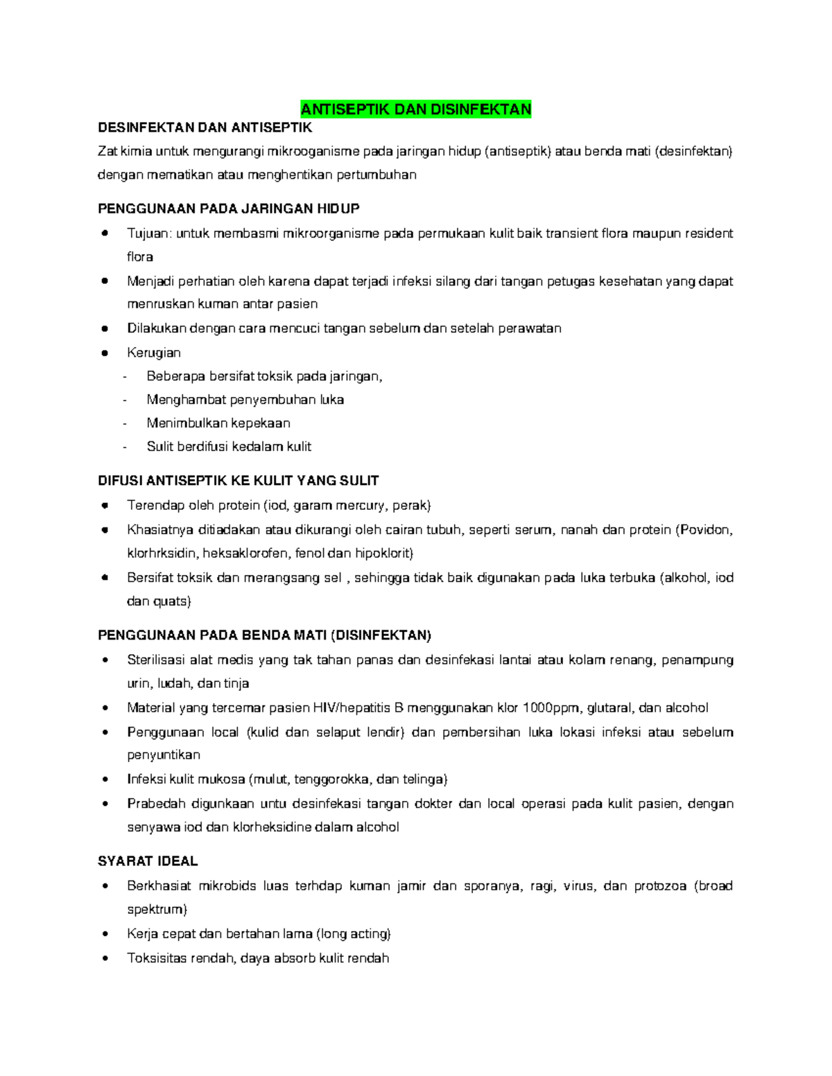 Antiseptik dan Desinfektan - ANTISEPTIK DAN DISINFEKTAN DESINFEKTAN DAN ...