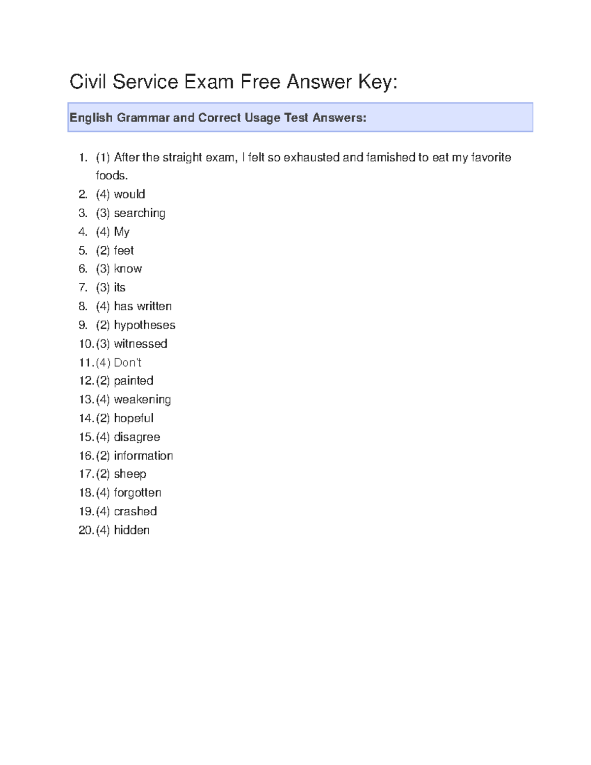 CSE Reviewer Answer Keys (1Taker) - Civil Service Exam Free Answer Key ...