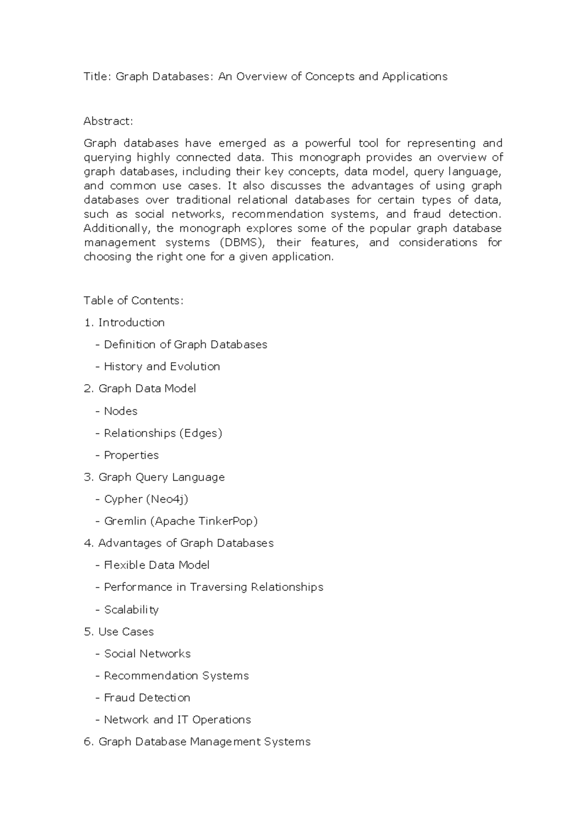 Base de datos en la perspectiva de grafos - Title: Graph Databases: An Overview of Concepts and ...