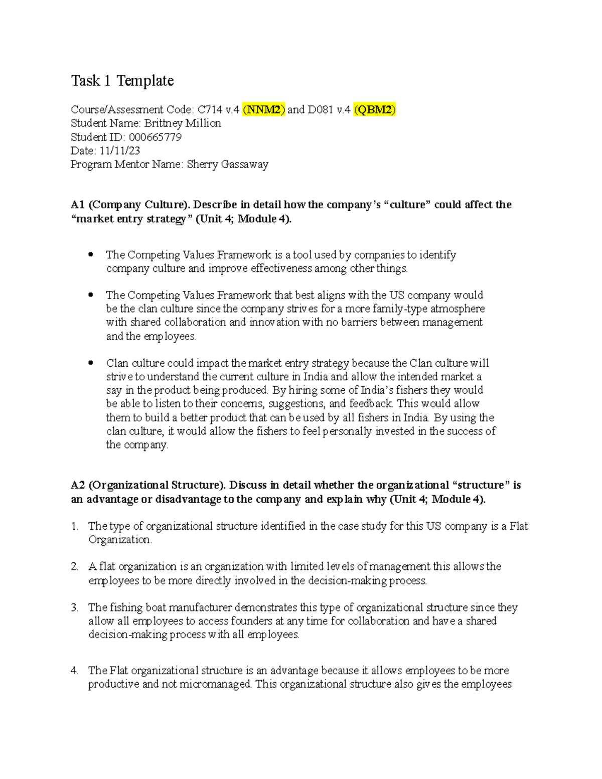 C714-NNM2 D081-QBM2-Task 1 (BM) - Task 1 Template Course/Assessment ...