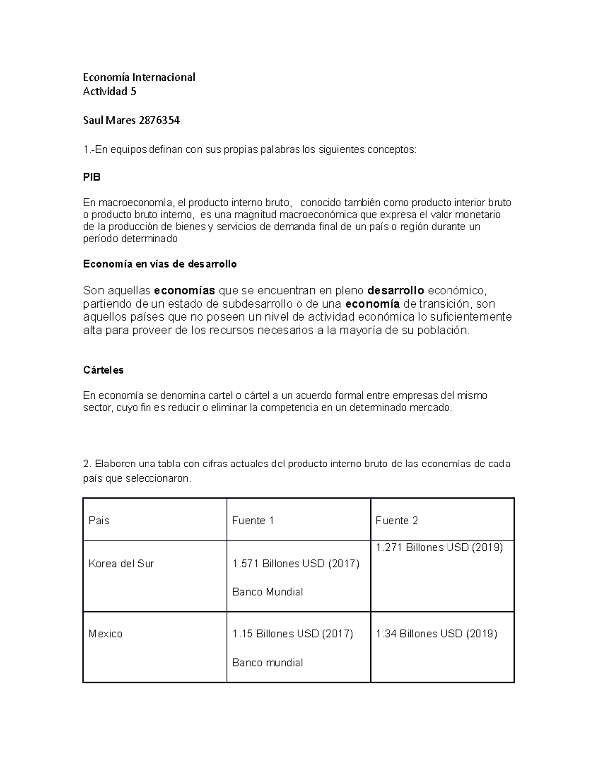 Act 5 economia int - actividad - Economía Internacional Actividad 5 ...