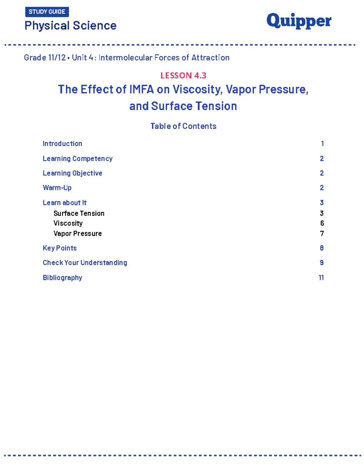 Unit 4 Lesson 3 The Effect of IMFA on Viscosity, Vapor Pressure ...