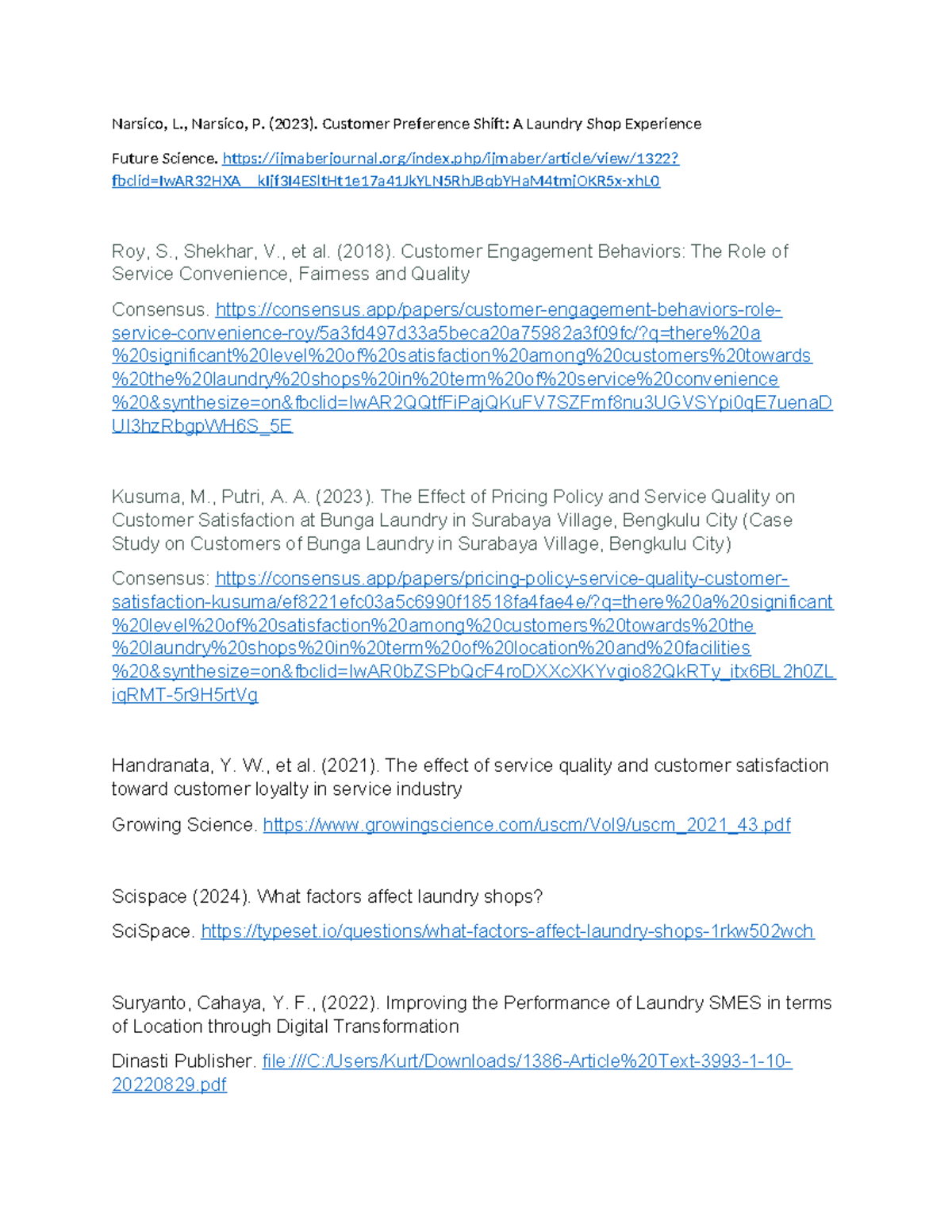 References - Narsico, L., Narsico, P. (2023). Customer Preference Shift ...