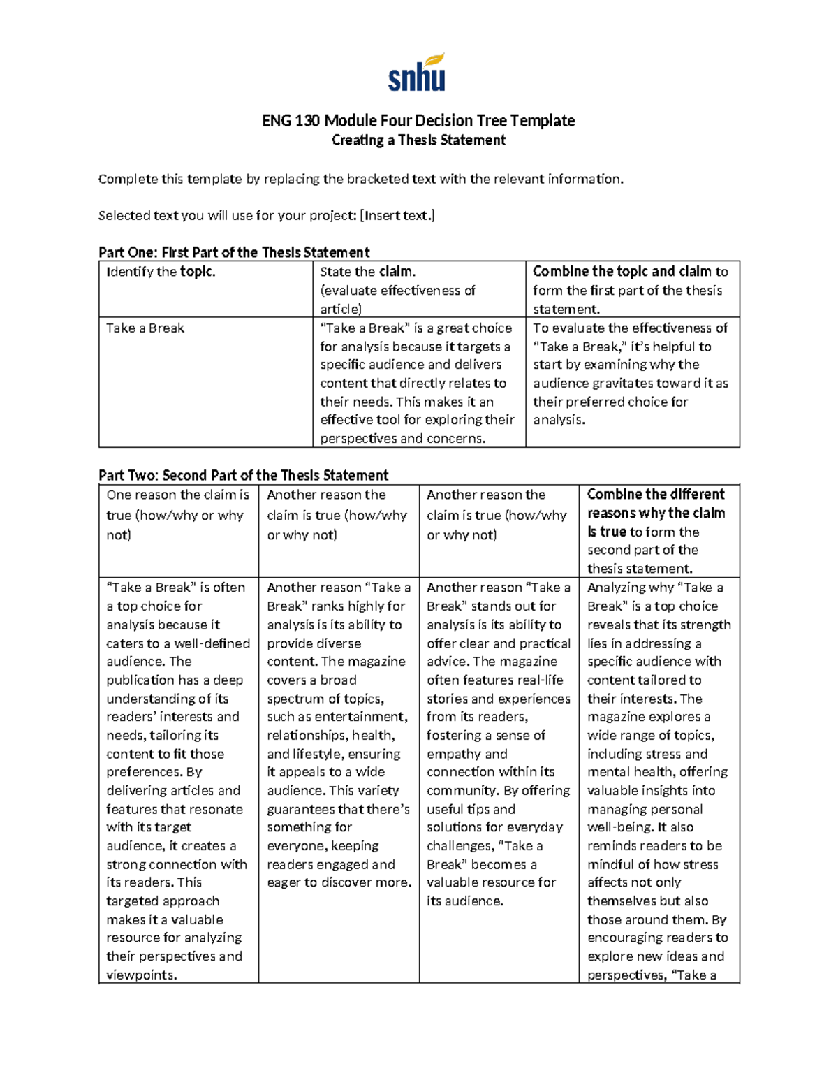 ENG 130 Module Four Decision Tree Template - ENG 130 Module Four ...