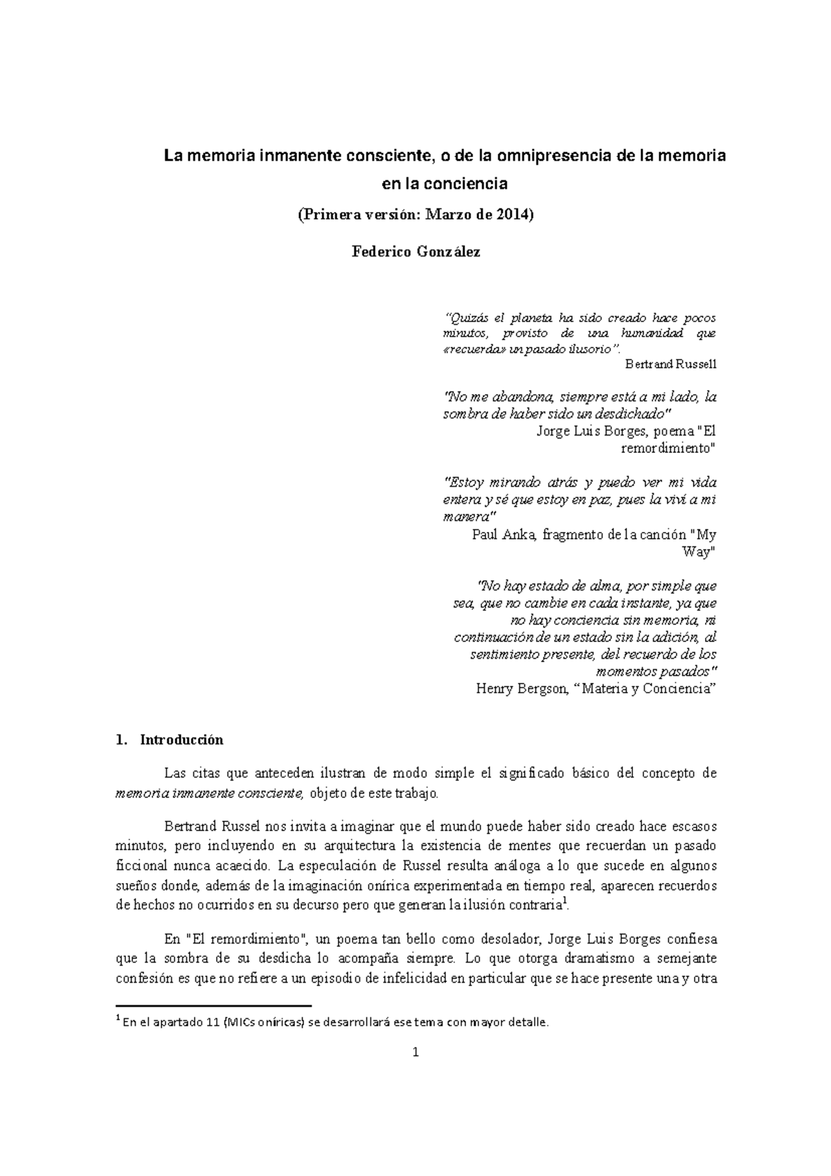 U5. González - El fenómeno de la memoria inmanente consciente - La ...