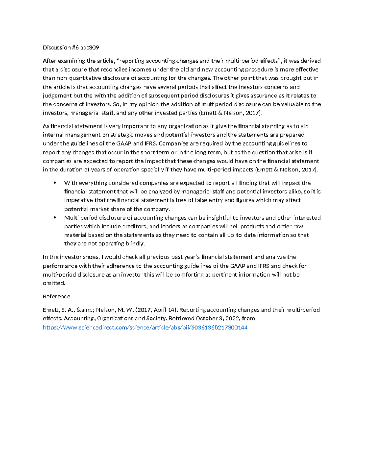 Discussion #6 309 - Discussion #6 acc After examining the article ...