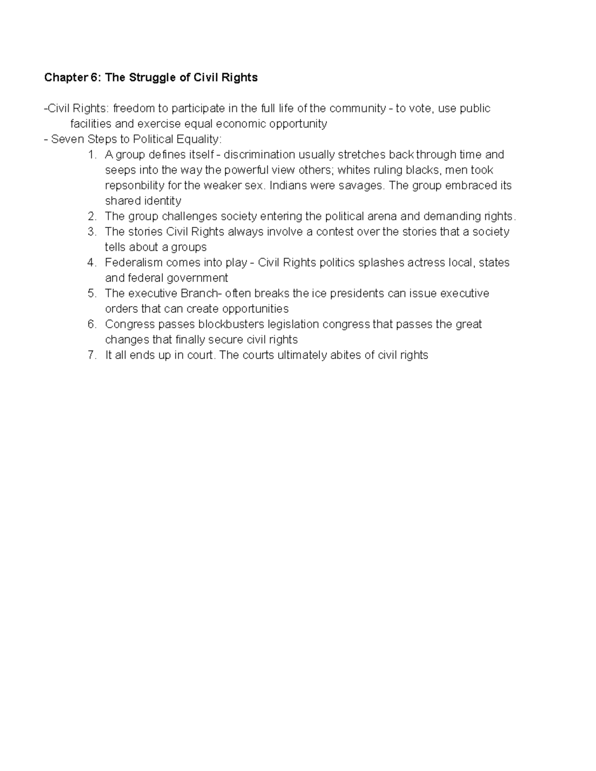 Chapter 6 POLS 1001 - Professor Estey - Chapter 6: The Struggle of ...