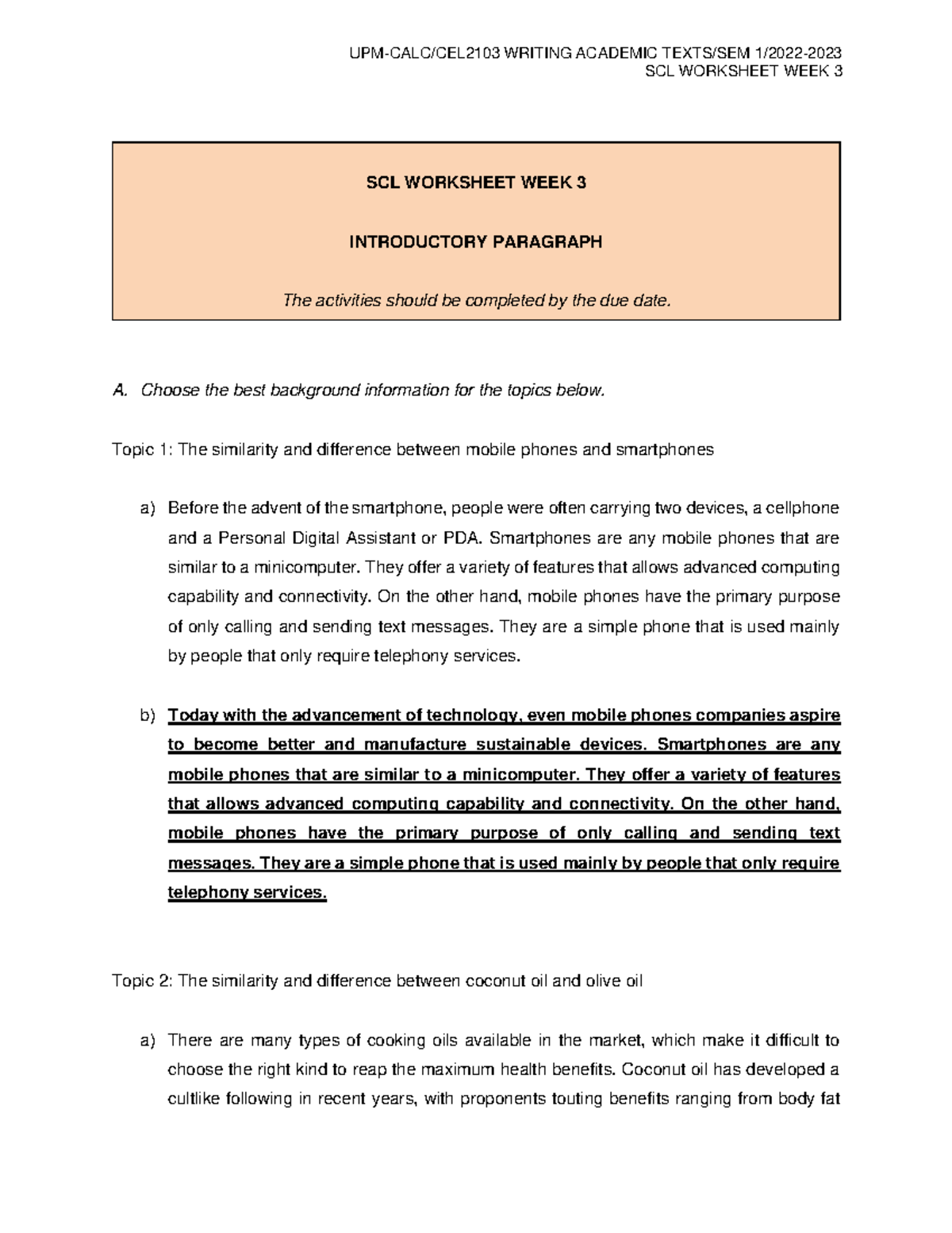 SCL Worksheet WEEK 3 (CEL2103) - SCL WORKSHEET WEEK 3 SCL WORKSHEET ...