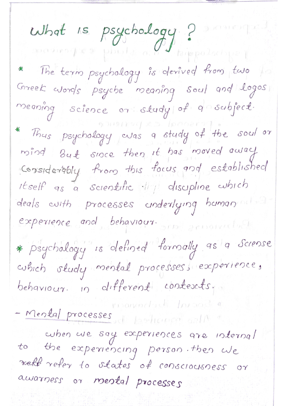 What is psychology - Introduction to psychology - StuDocu