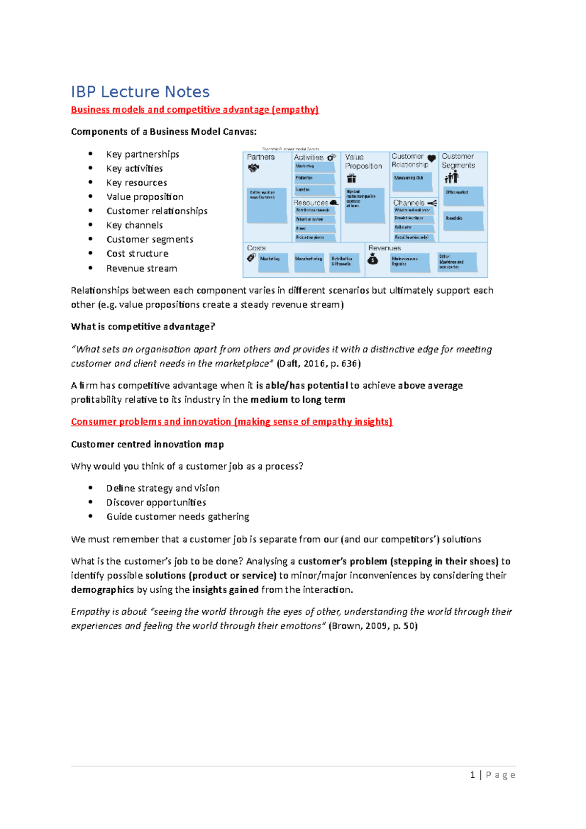 IBP Lecture Notes - IBP Lecture Notes Business models and competitive ...