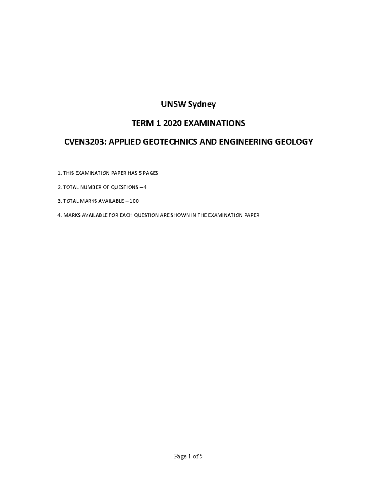 Final 2020 - Warning: TT: undefined function: 32 UNSW Sydney TERM 1 2020 EXAMINATIONS - Studocu