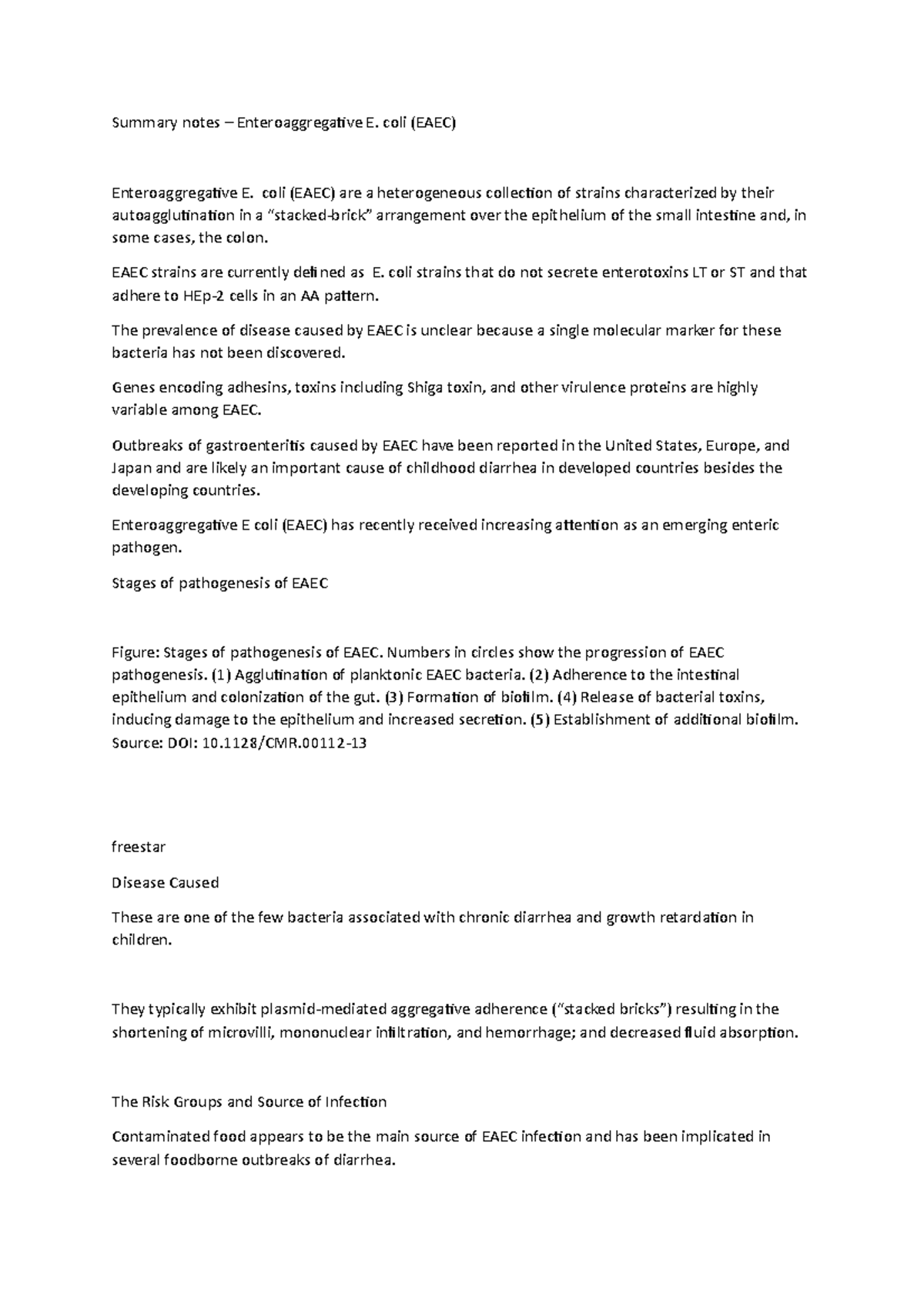 Summary notes – Enteroaggregative E. coli (EAEC) - Summary notes ...