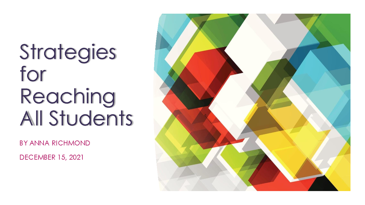 Strategies for Reaching All Students - Strategies for Reaching All ...