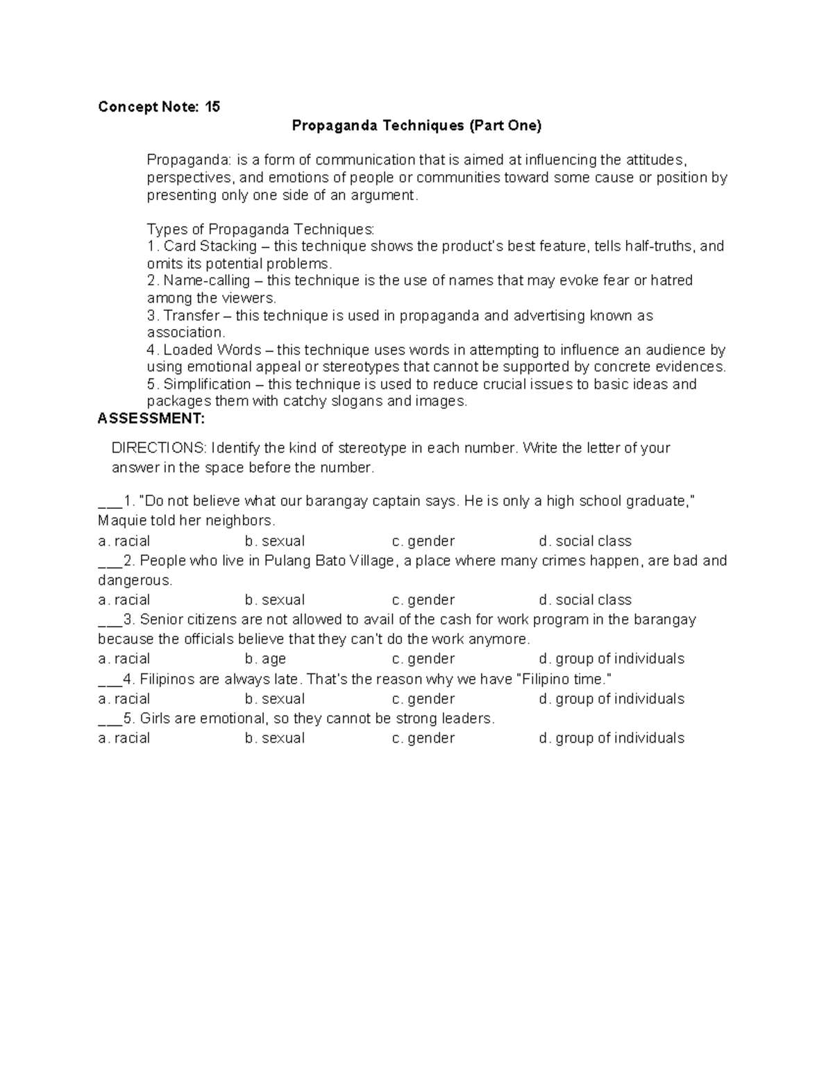 CN #15 - concept notes - Concept Note: 15 Propaganda Techniques (Part ...