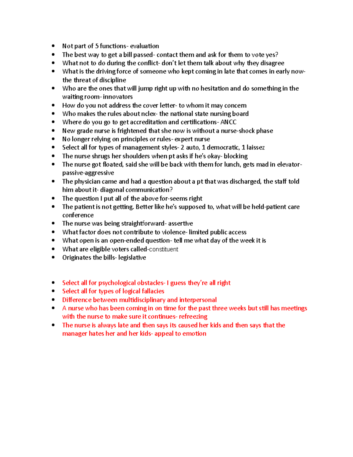 Exam 2 questions!! - Not part of 5 functions- evaluation The best way ...