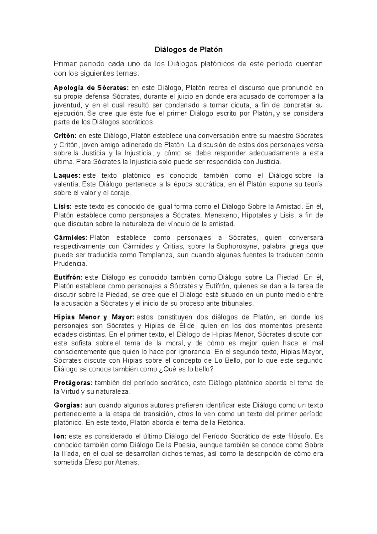 Diálogos de Platón - dialos de platon resumen - Diálogos de Platón ...