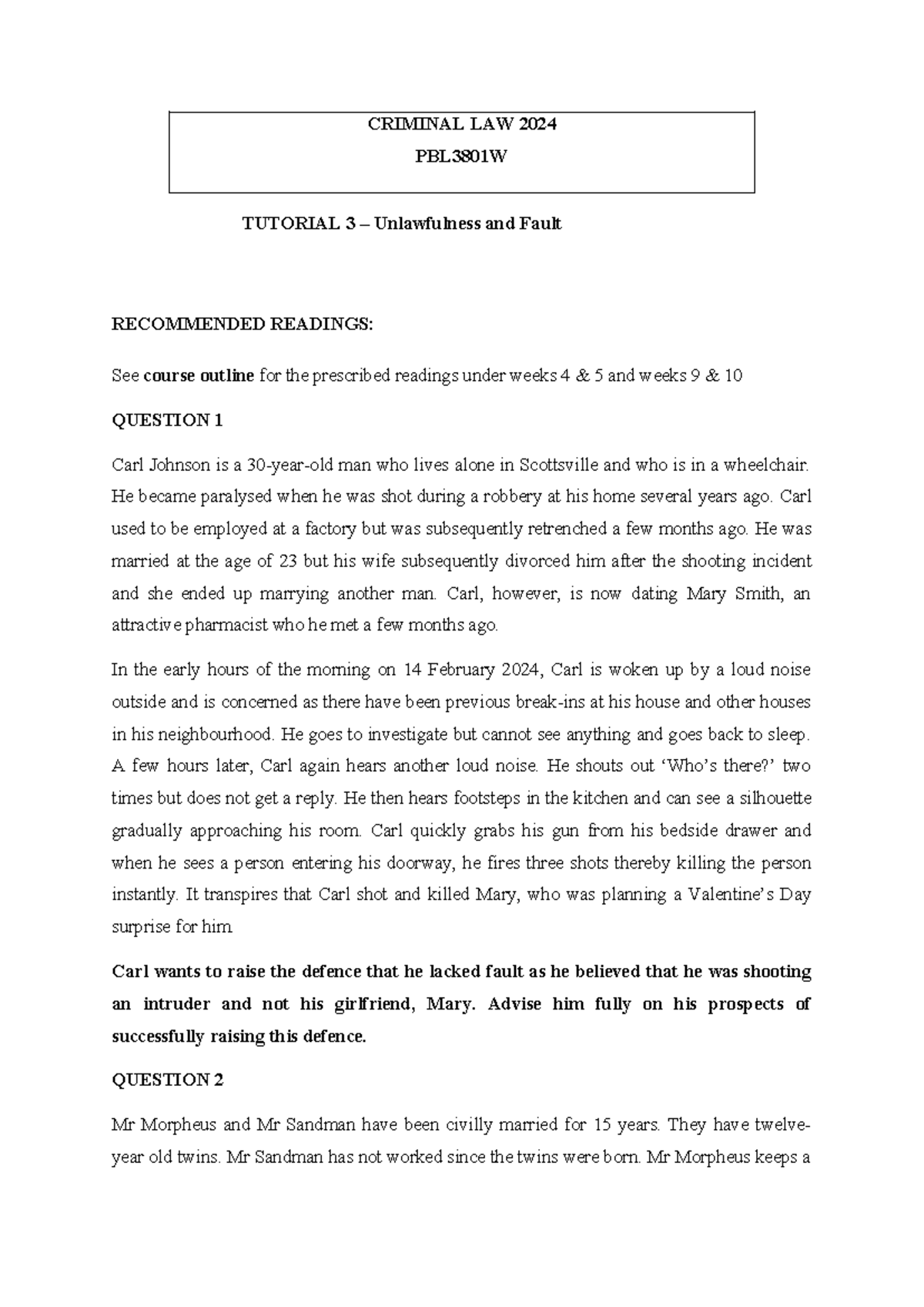 Tutorial 3 - Crim Class - CRIMINAL LAW 2024 PBL3801W TUTORIAL 3 ...