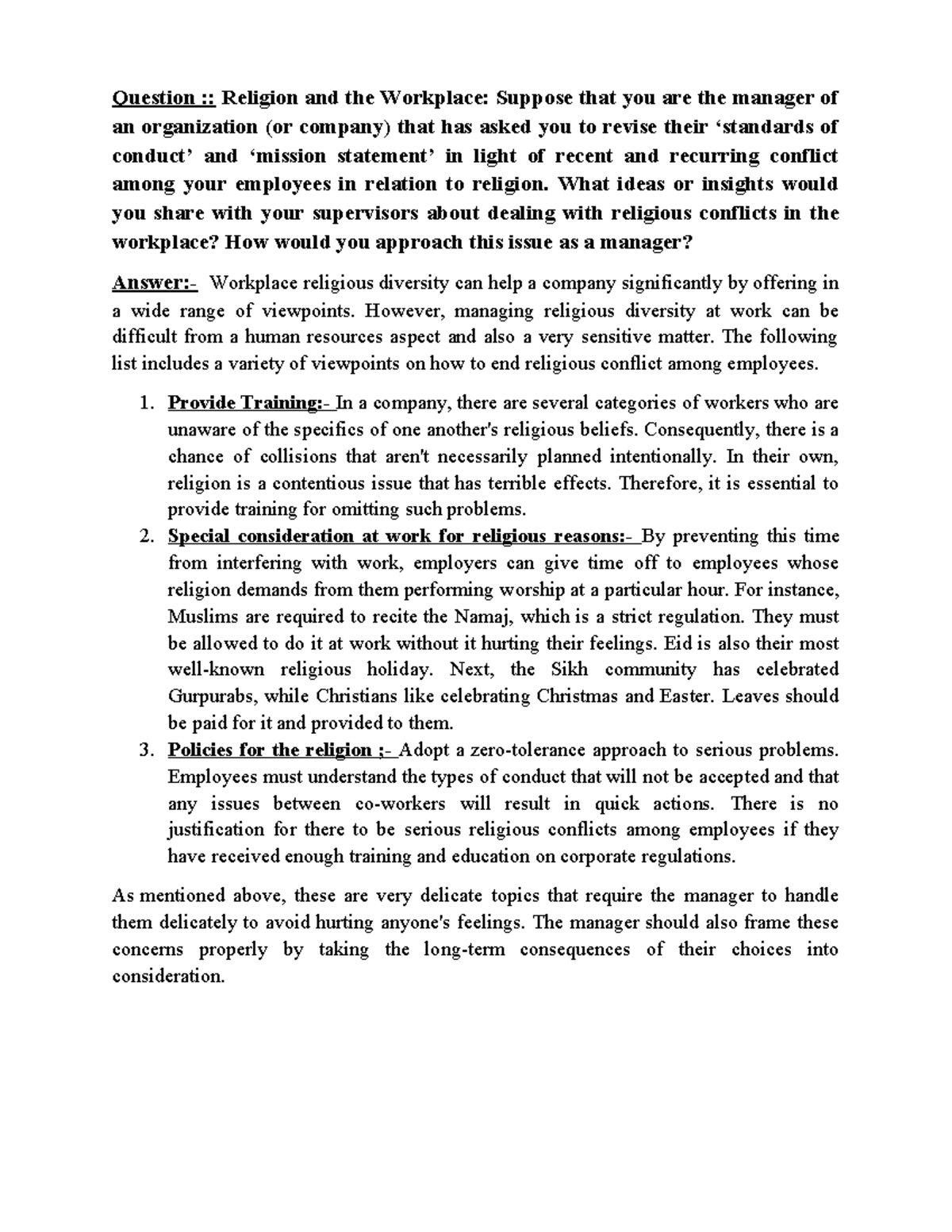 Assignment Lecture Reflection 3 - Question :: Religion and the ...