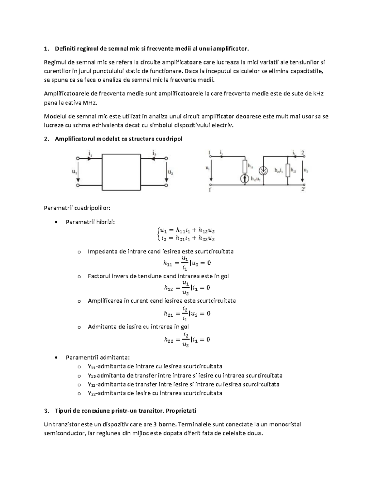 Teorie - Note de curs 1-14 - Definiti regimul de semnal mic si ...
